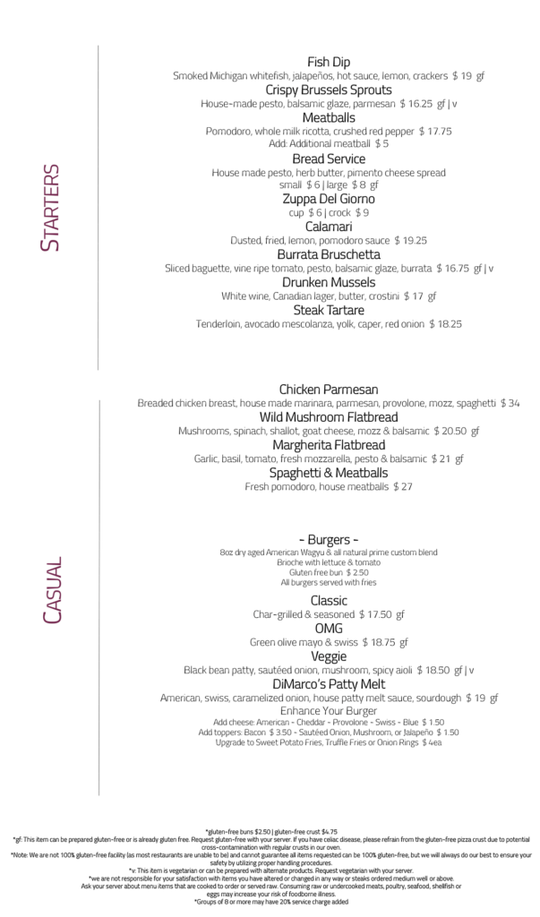 Chophouse & Wine Cellar Menu - Vernales Restaurant